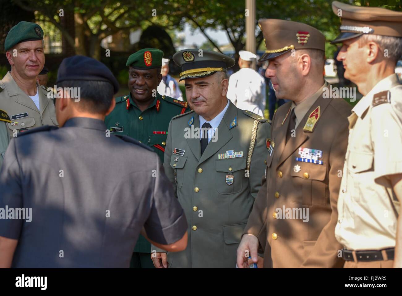 Foreign military officers arrive at the Joint Base Anacostia-Bolling ...