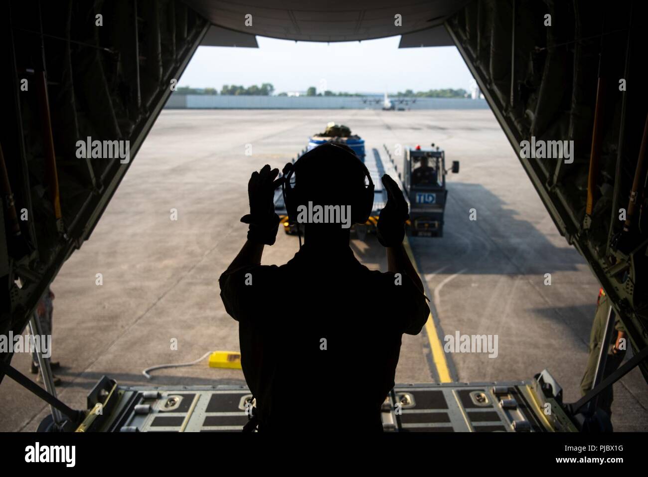 U.S. Air Force Airman 1st Class Christian Williams, C-130J loadmaster ...