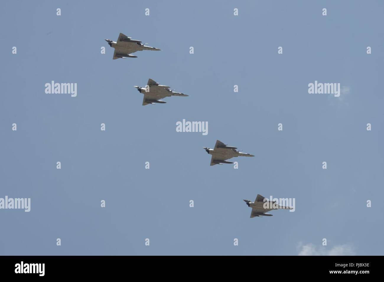 Colombian Kfir fighter jets fly in a formation over Davis-Monthan Air ...