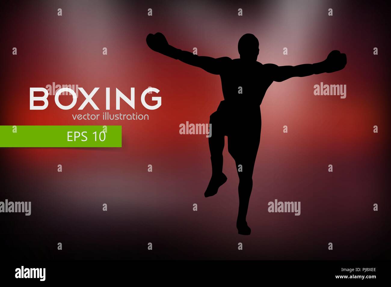 Boxer silhouette. Background and text on a separate layer, color can be ...