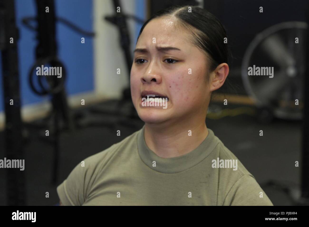 Spc. Diane Hoang from the U.S. Army Training Center participates in the ...