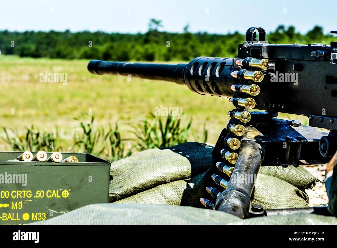 An M2 machine gun is staged for qualification fire during Operation ...
