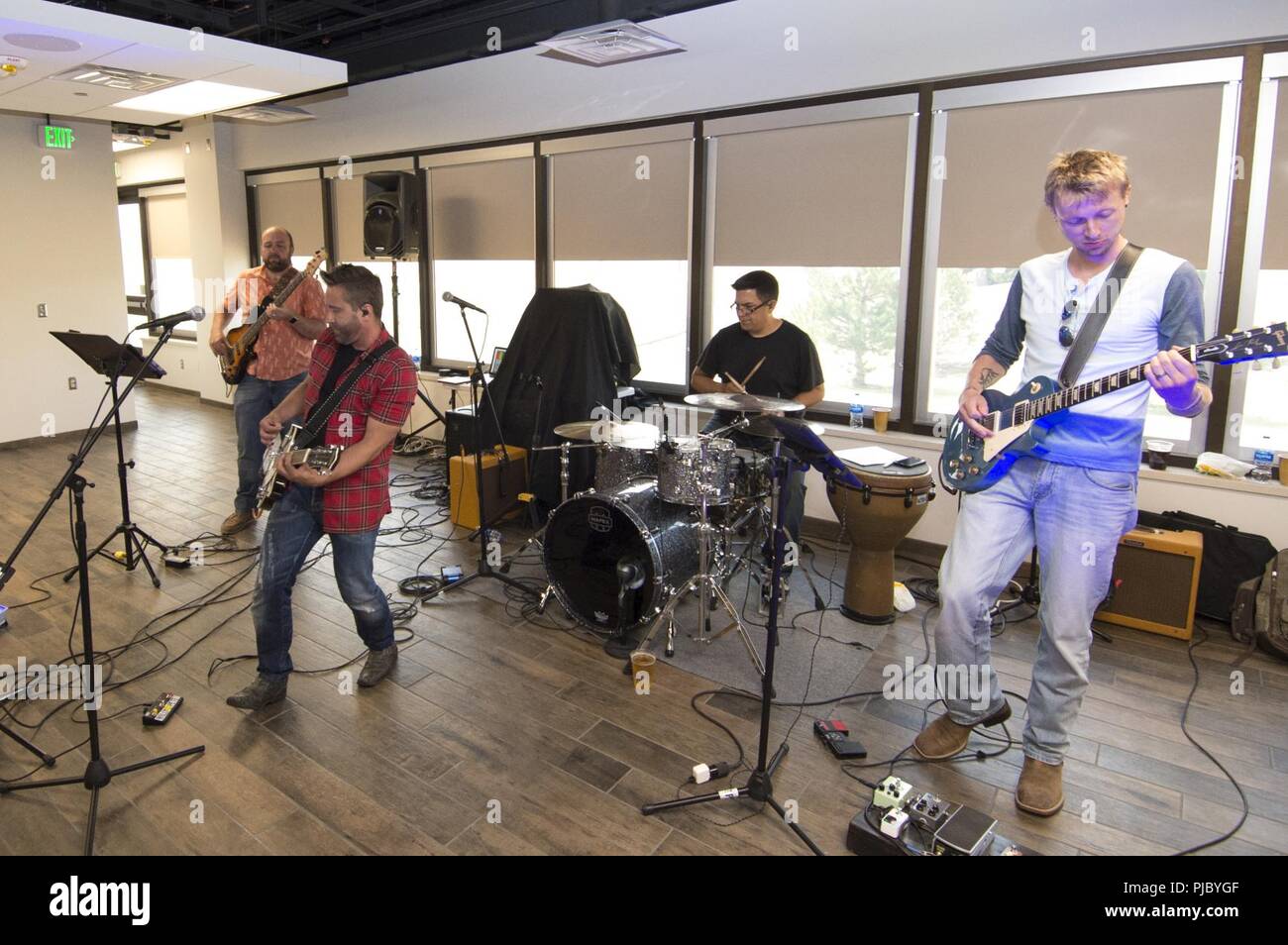 USO band Willy Pete performs during the inaugural First Friday event at ...