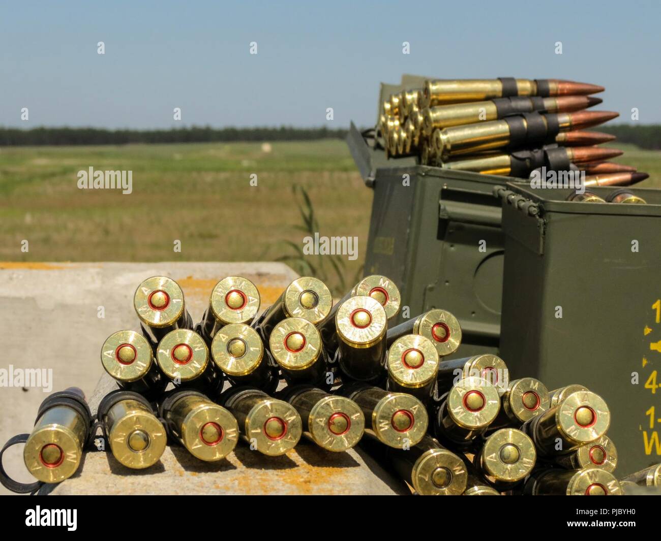 M2 machine gun ammunition is prepared for qualification fire during ...