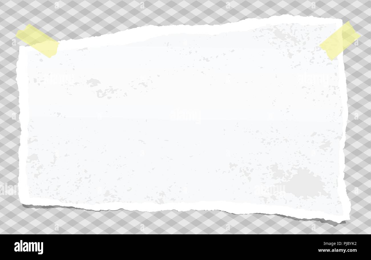 White torn note, notebook paper with torn edges and stains stuck with ...