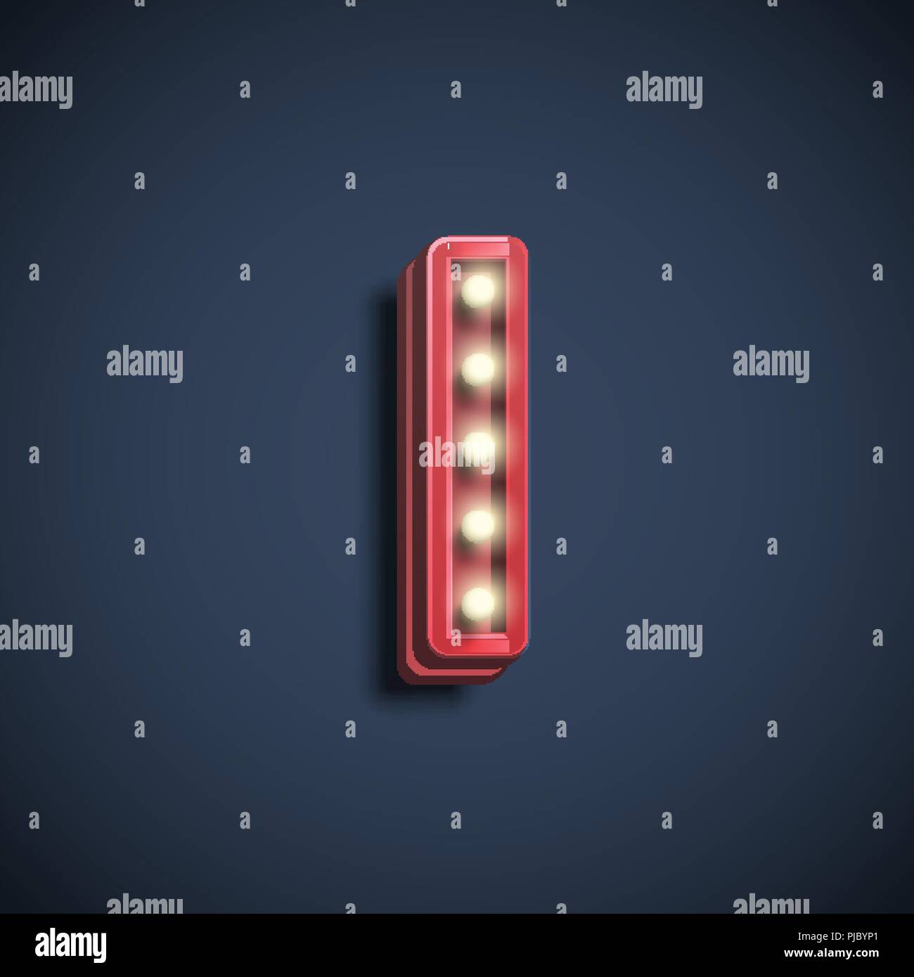 Realistic font character with lamps, vector illustration Stock Vector ...