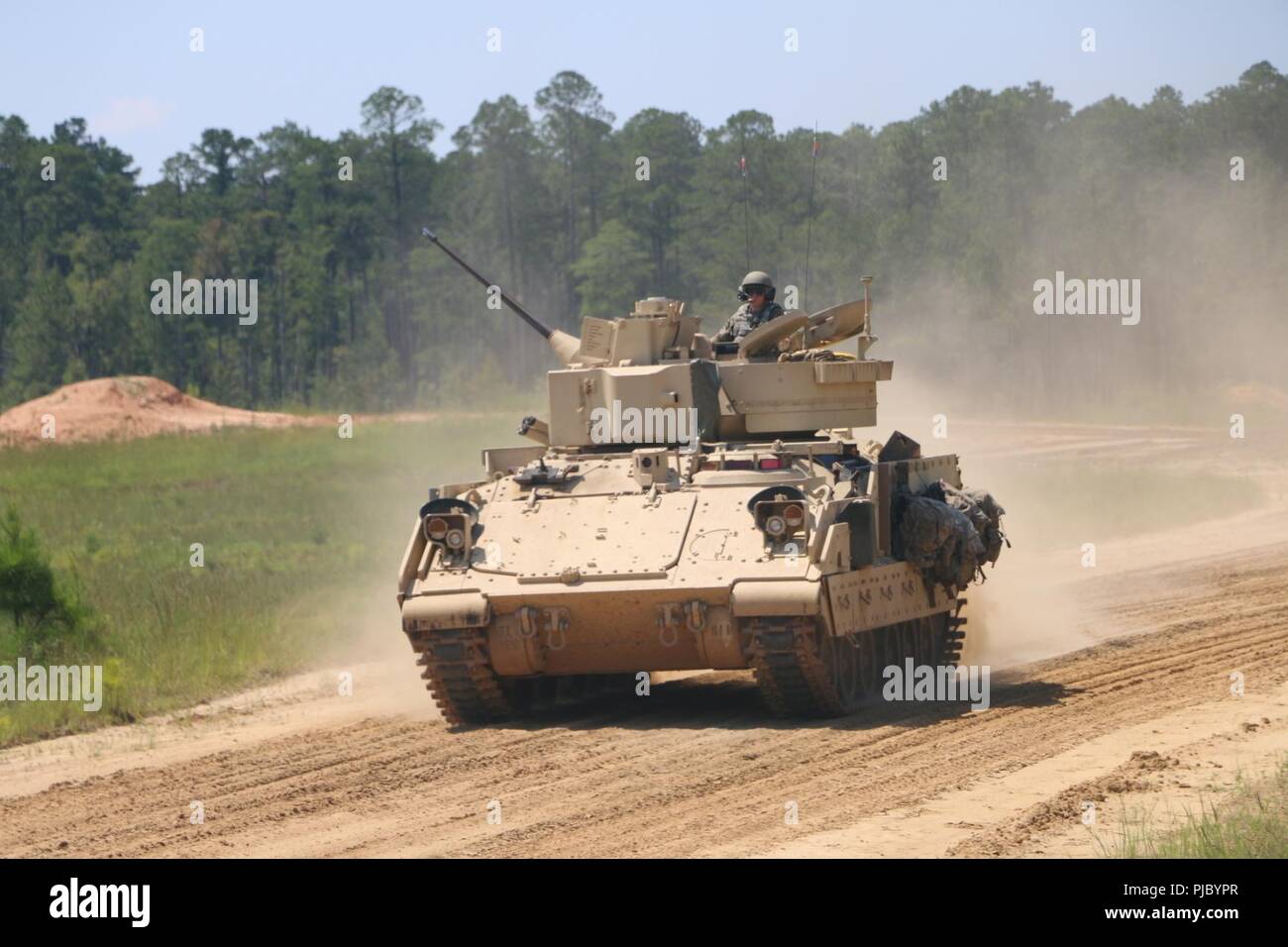 A M2A2 Bradley Fighting Vehicle crew of 9th Brigade Engineer Battalion ...