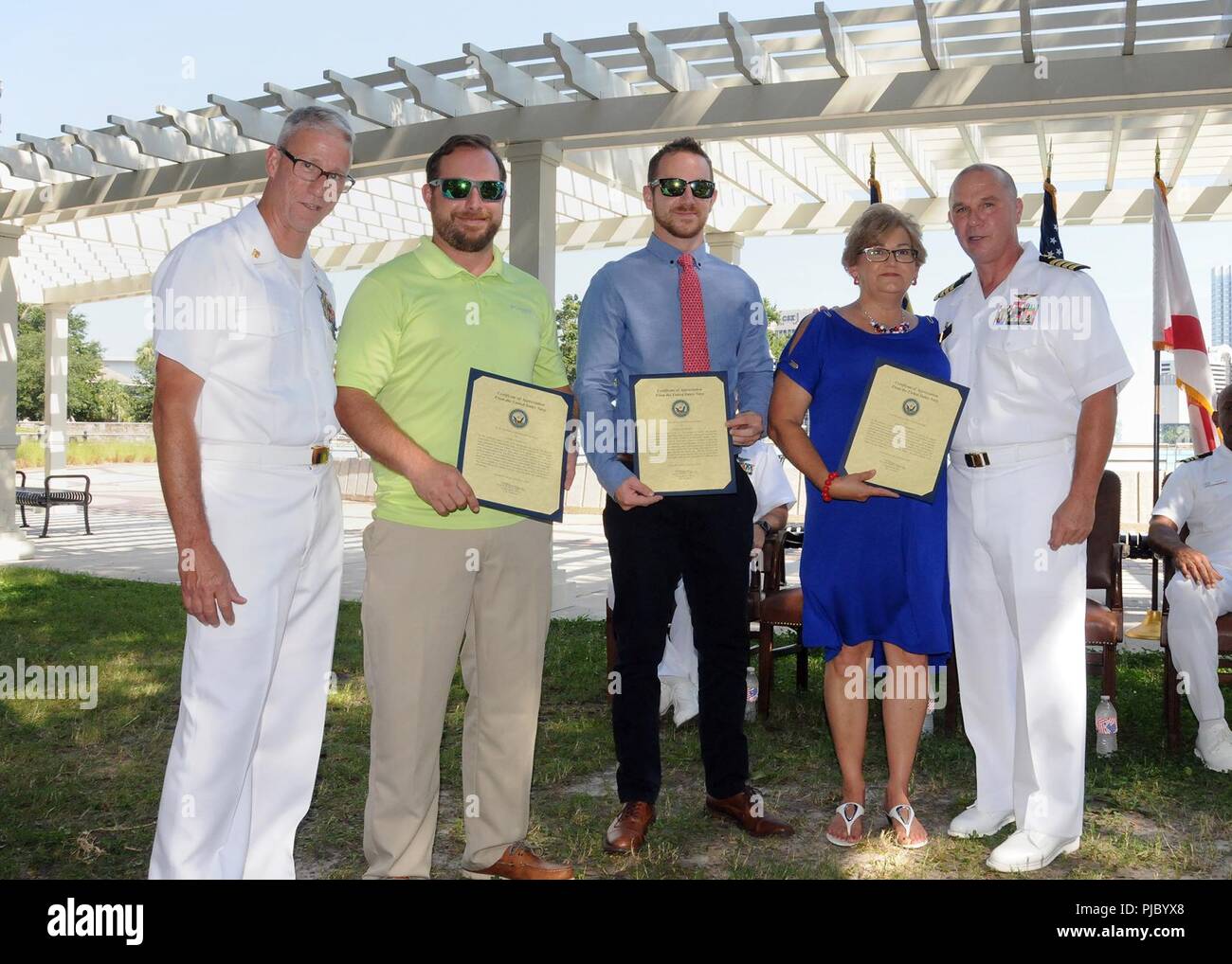 JACKSONVILLE, Fla. (July 13, 2018) From left to right, Command Master ...