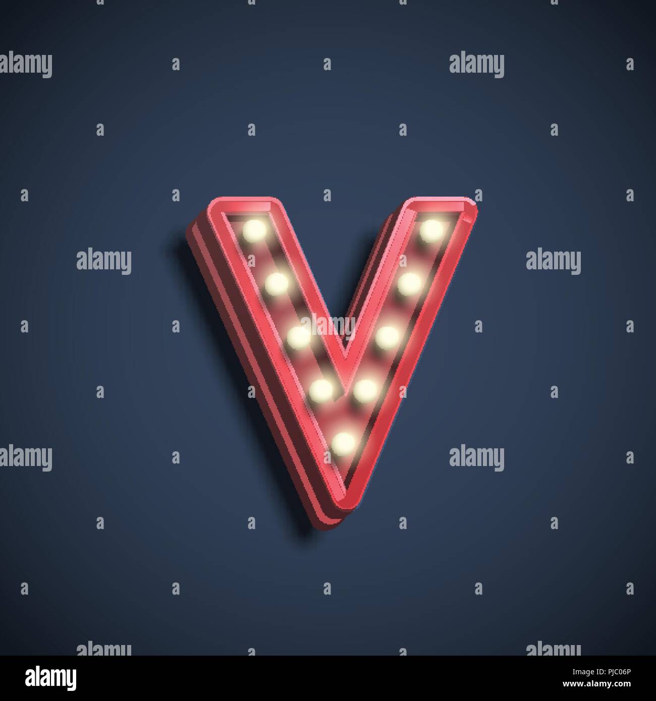 Realistic font character with lamps, vector illustration Stock Vector ...