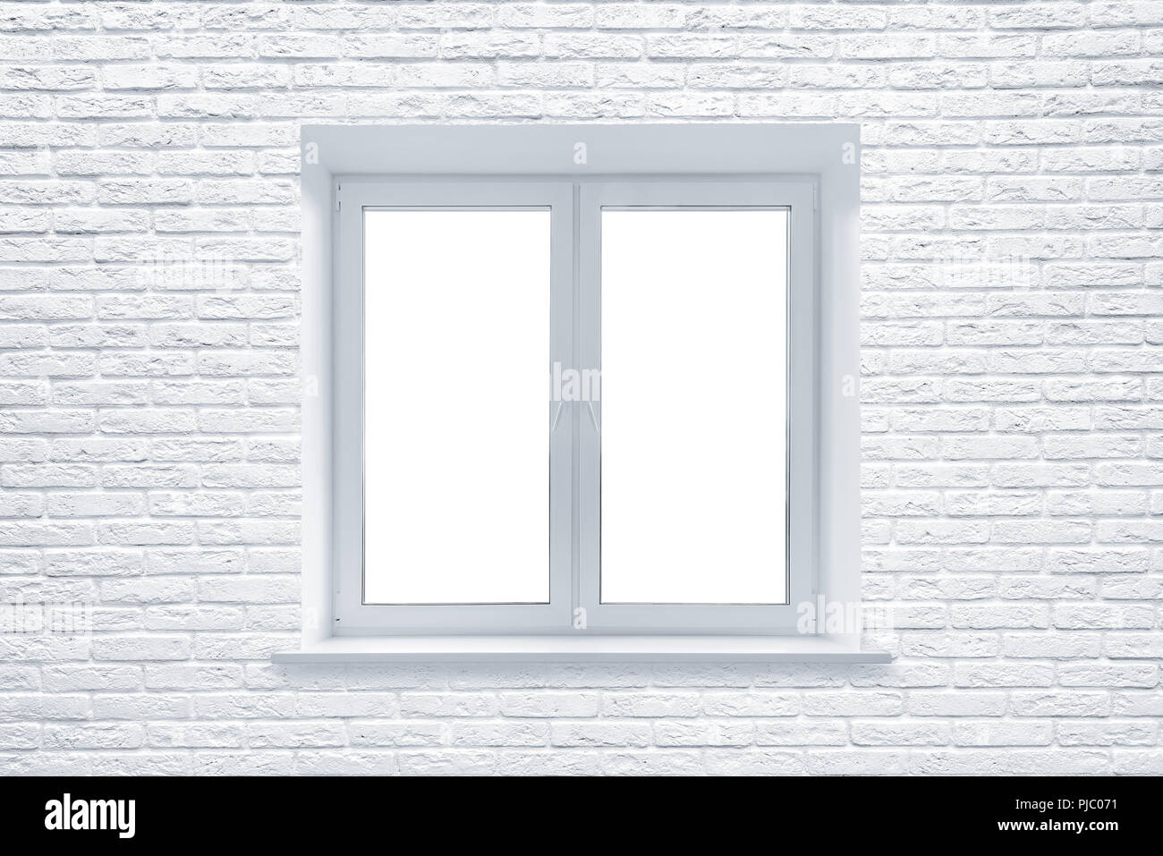 Window in white brick wall background Stock Photo - Alamy