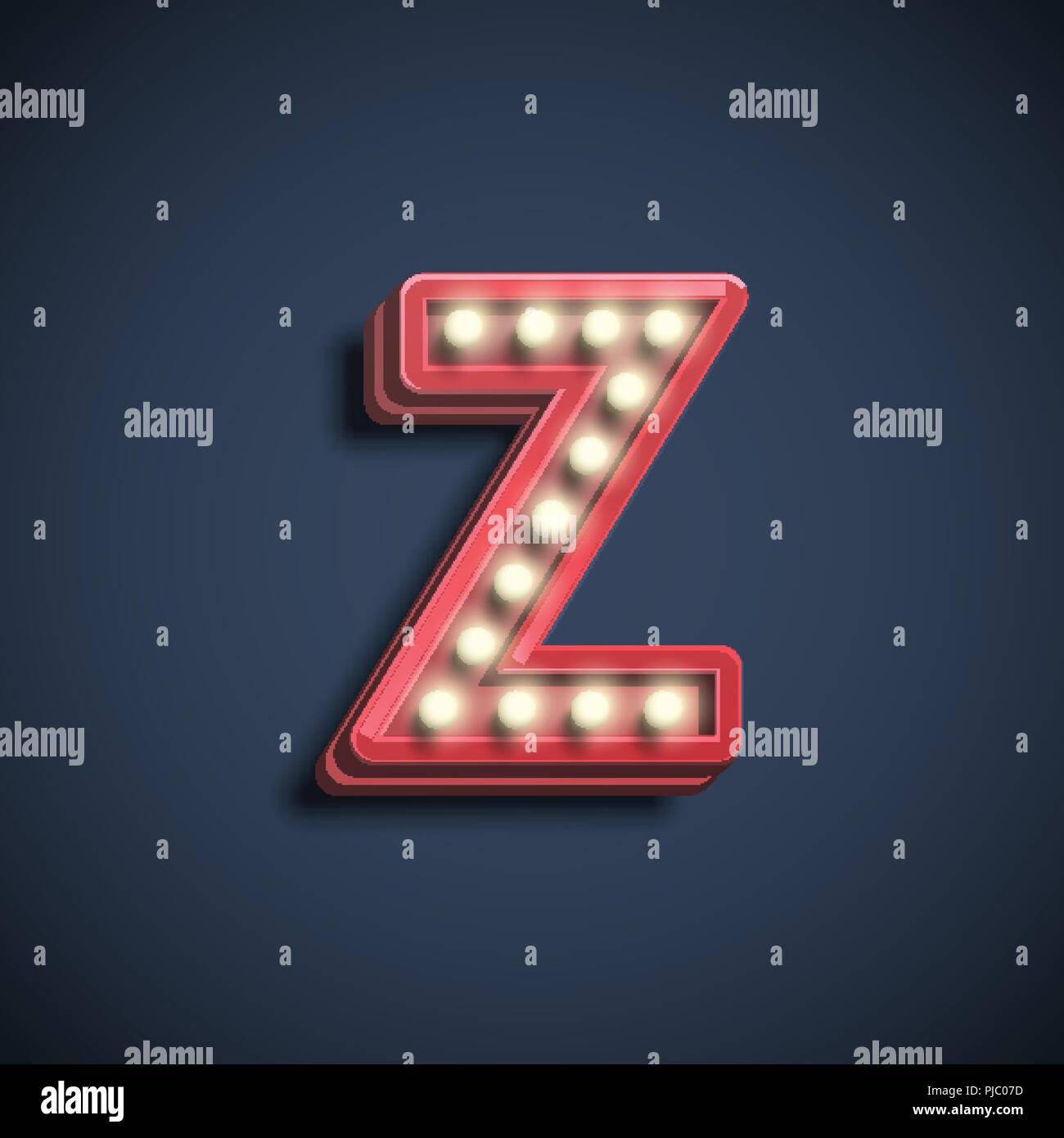 Realistic font character with lamps, vector illustration Stock Vector ...