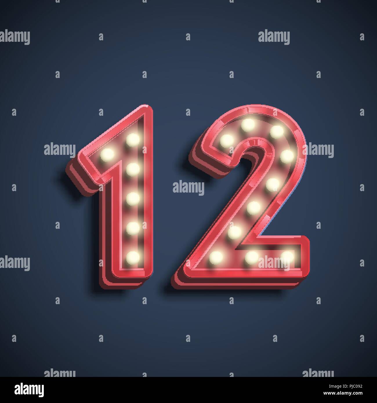 Realistic number character with lamps, vector illustration Stock Vector ...