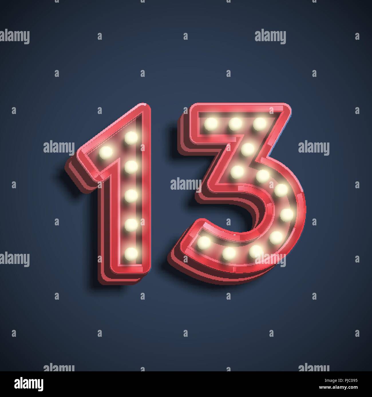 Realistic number character with lamps, vector illustration Stock Vector ...