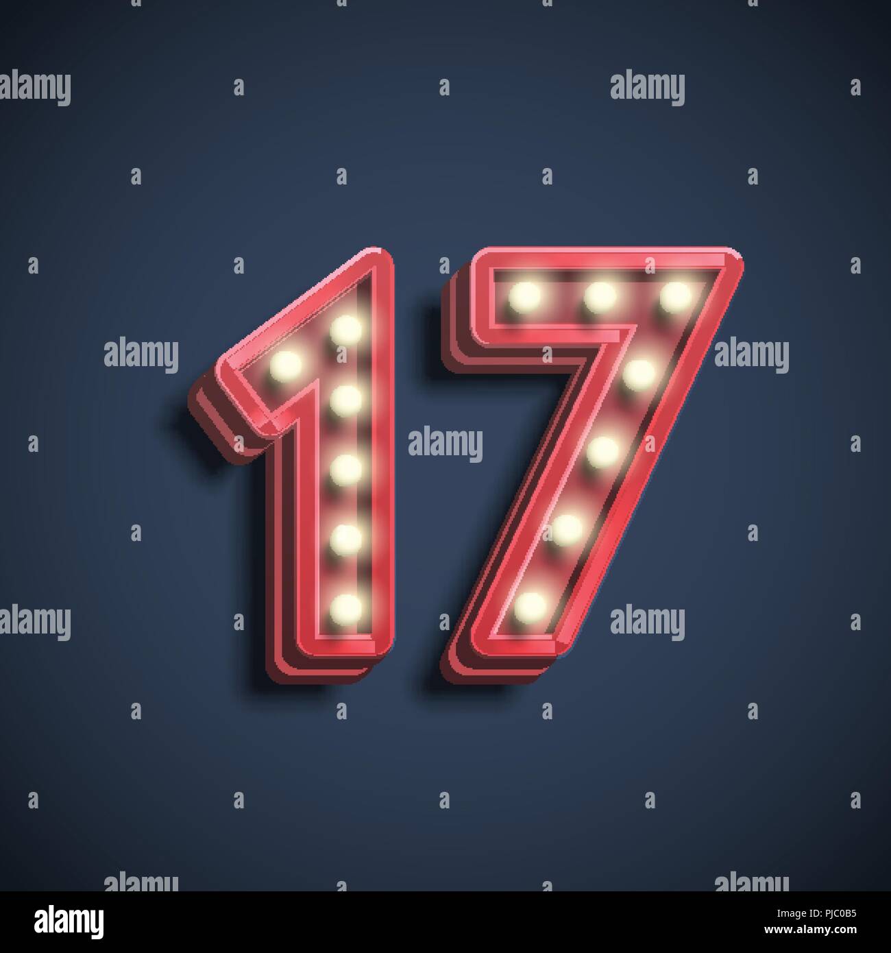 Realistic number character with lamps, vector illustration Stock Vector ...
