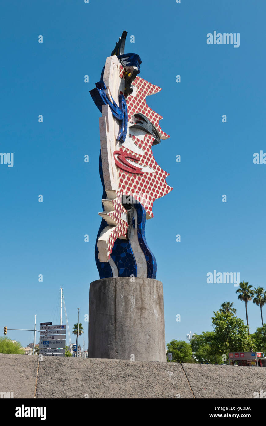 El Cap De Barcelona colourful sculpture created in 1992, the Head of ...