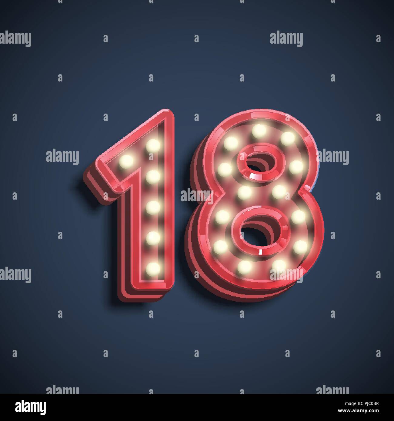 Realistic number character with lamps, vector illustration Stock Vector ...