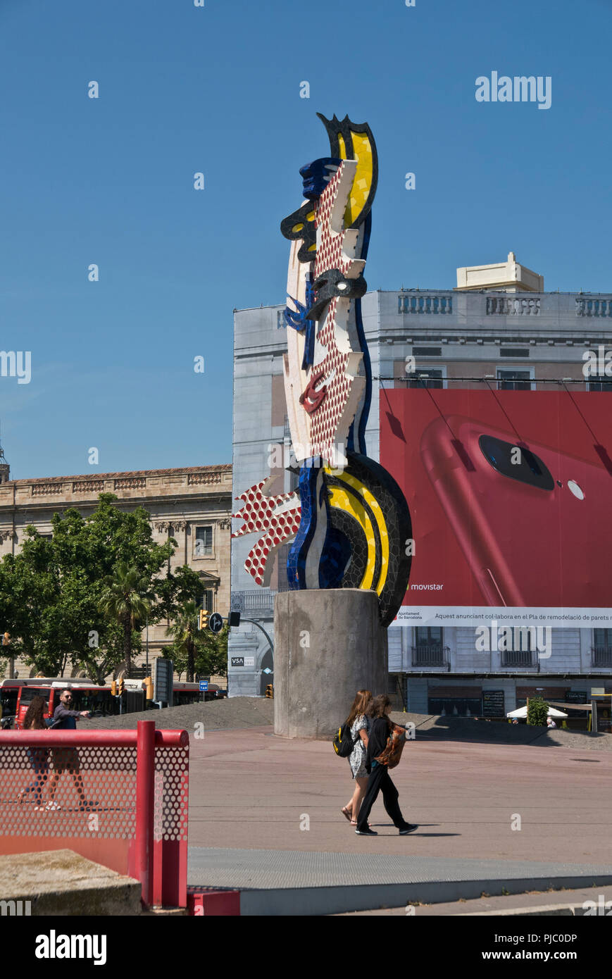 El Cap De Barcelona colourful sculpture created in 1992, the Head of ...