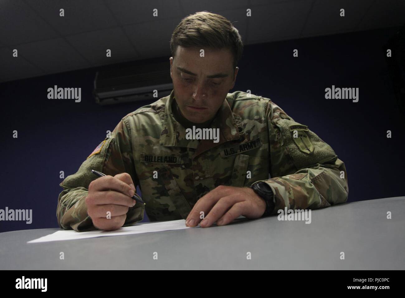 Sgt. John Gilleland, from the Maneuver Center of Excellence, takes the ...