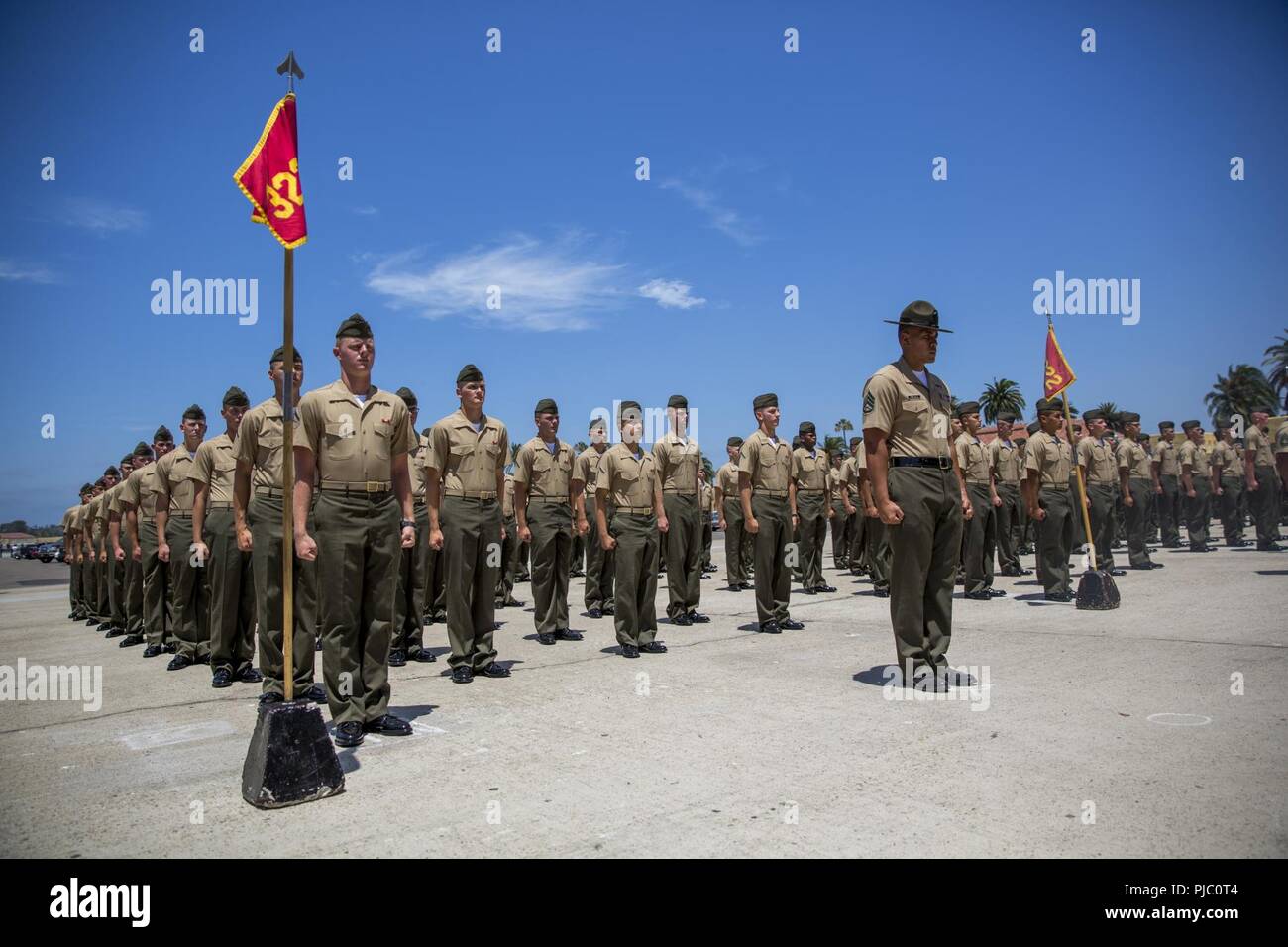 The new Marines of Kilo Company, 3rd Recruit Training Battalion, greet ...