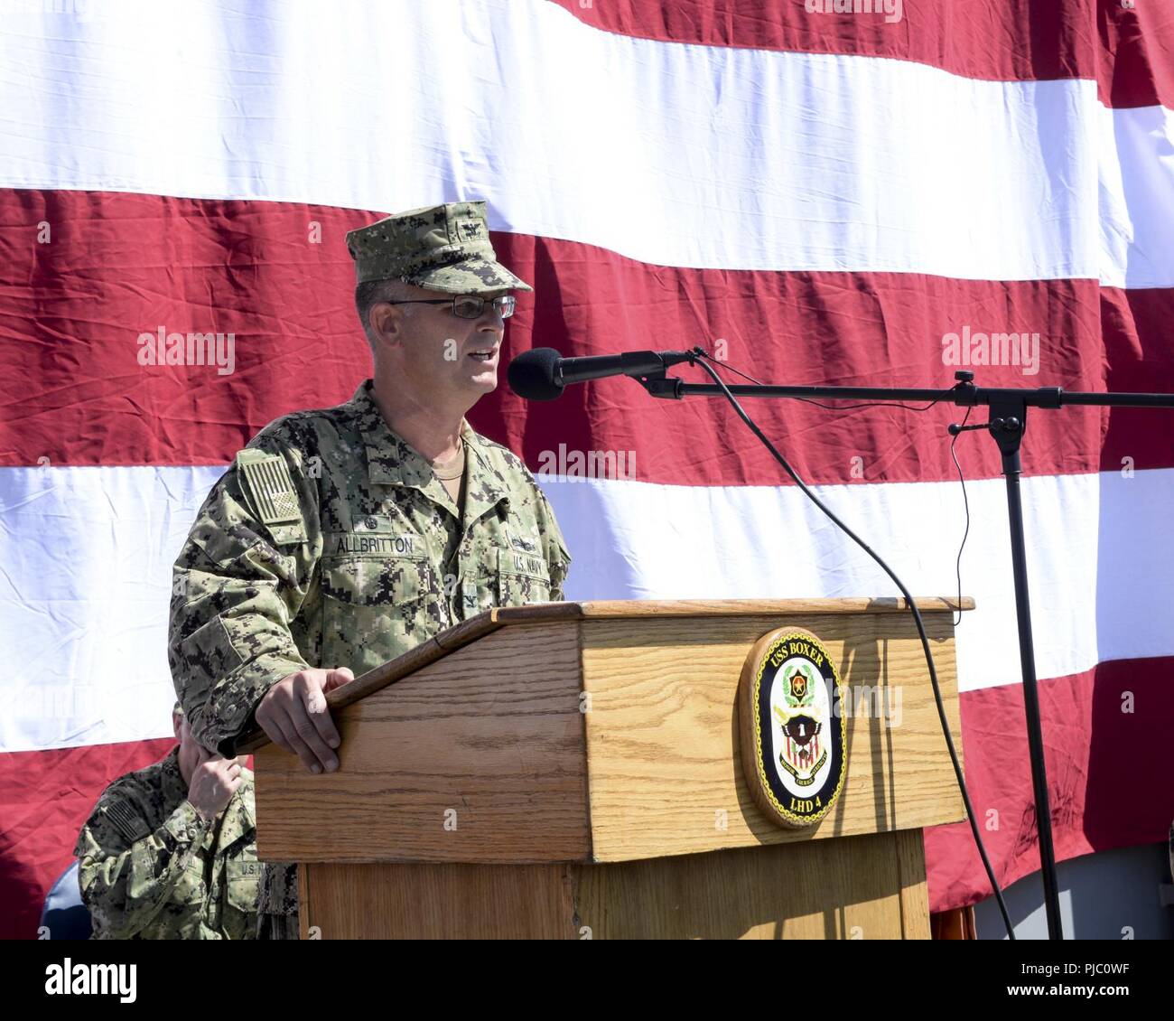 DIEGO (July 19, 2018) Capt. Benjamin J. Allbritton, outgoing commanding ...
