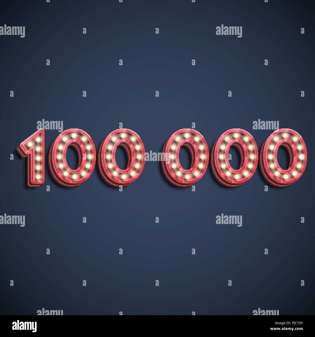 Realistic number character with lamps, vector illustration Stock Vector ...