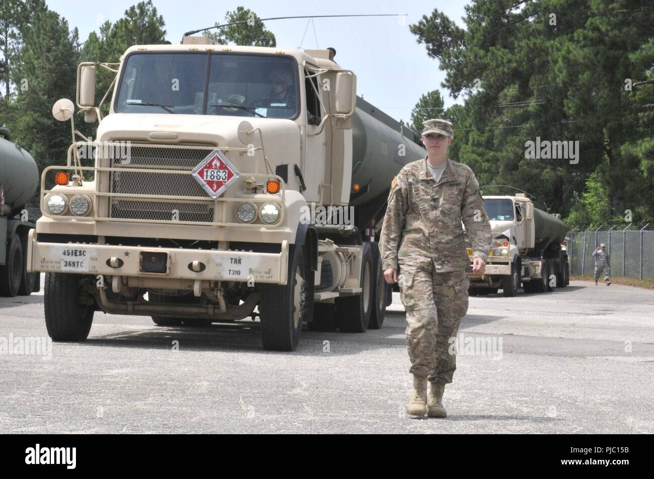 1st Lt. Alexandria Olsen commander of the 369th Transportation Company ...