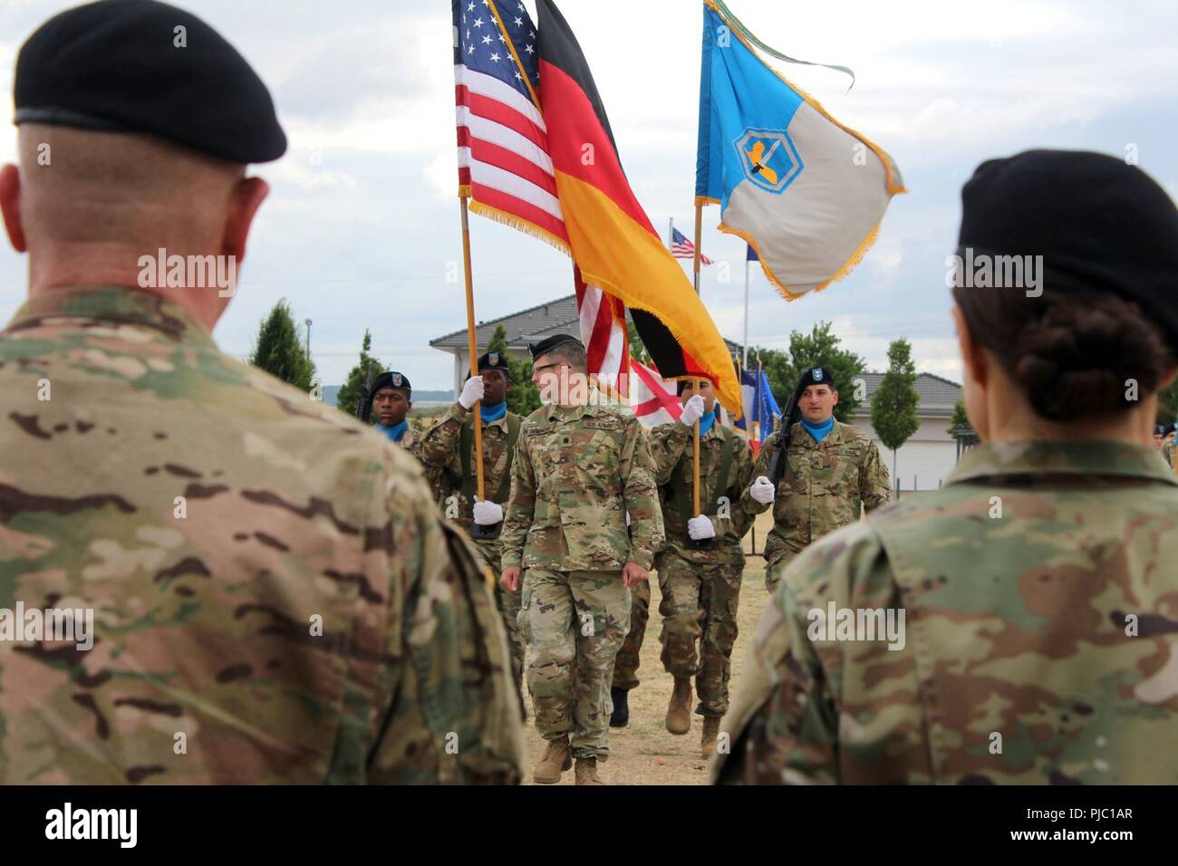 Flags of the United States, Germany, and the 66th Military Intelligence ...