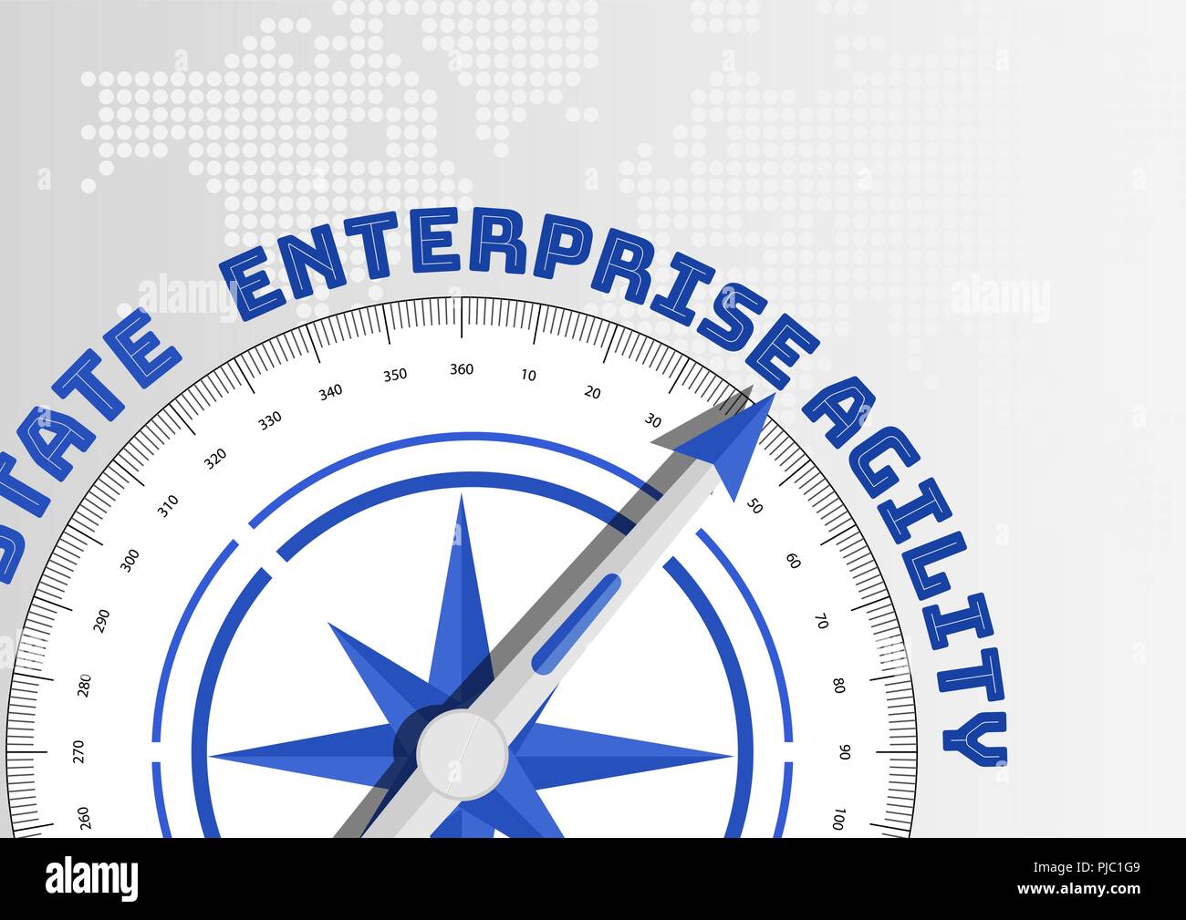 Enterprise agility concept with compass pointing towards text Stock ...