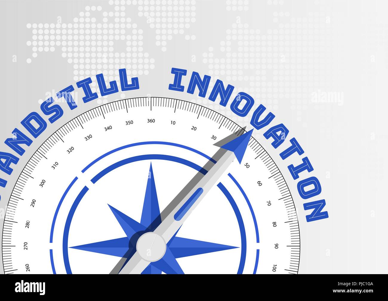 Innovation concept with compass pointing towards text Stock Vector ...