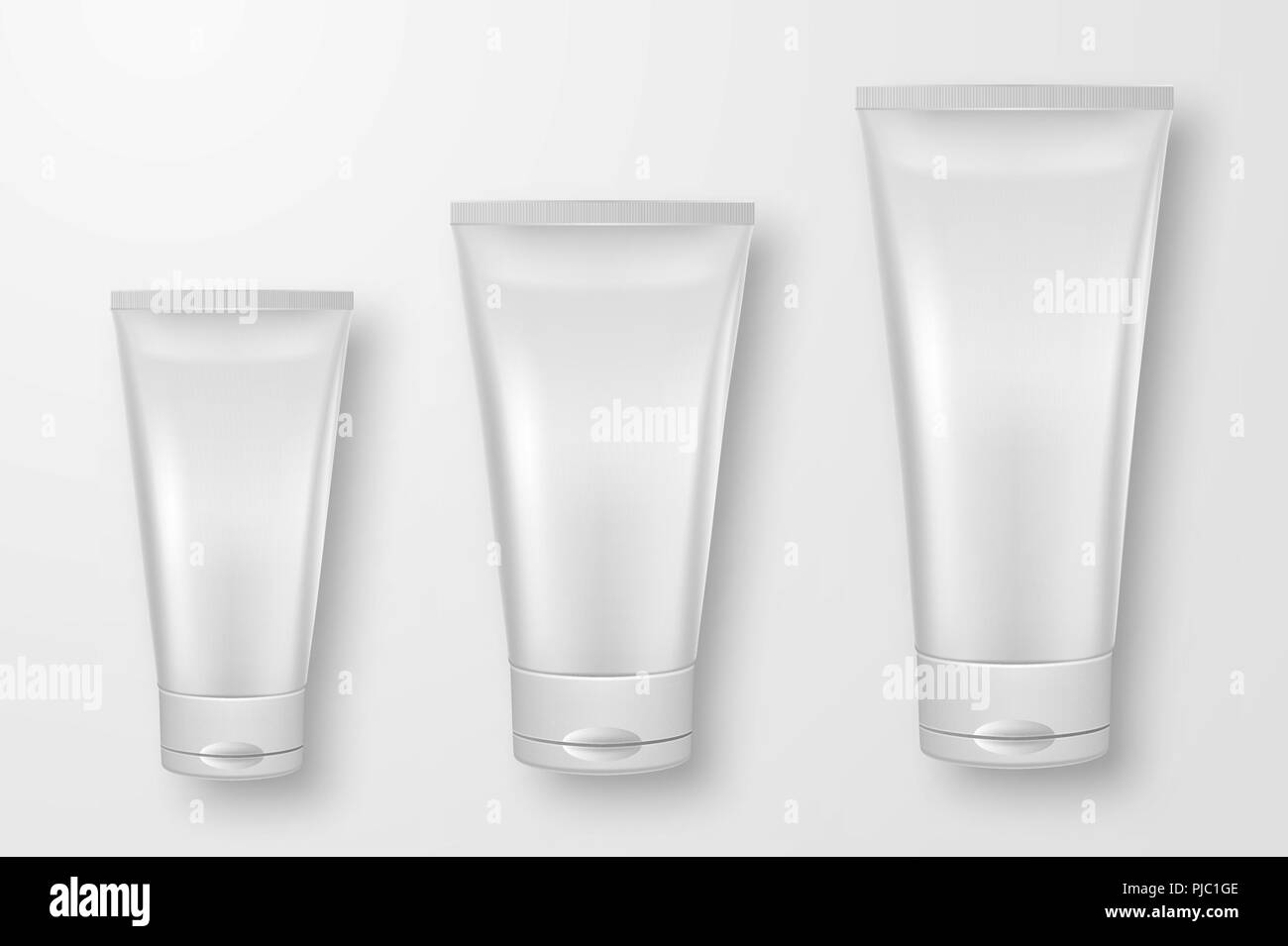 Vector realistic white blank plastic closed cosmetic tube icon set ...