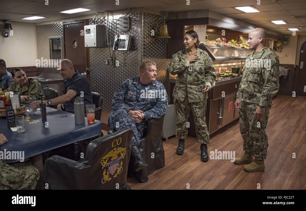 SAN DIEGO (July 13, 2018) Fleet Master Chief Russell Smith visits the ...