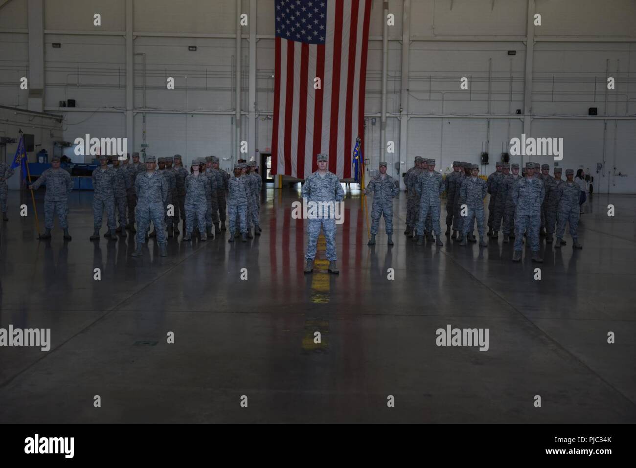 U.S. Air Force Col. David LeRoy, 305th Air Mobility Wing Vice commander, commands Airmen during ...