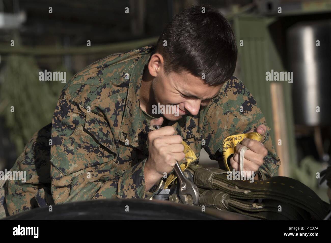 U.S. Marine Corps Lance Cpl. Connor Morrow with the 3d Transportation ...