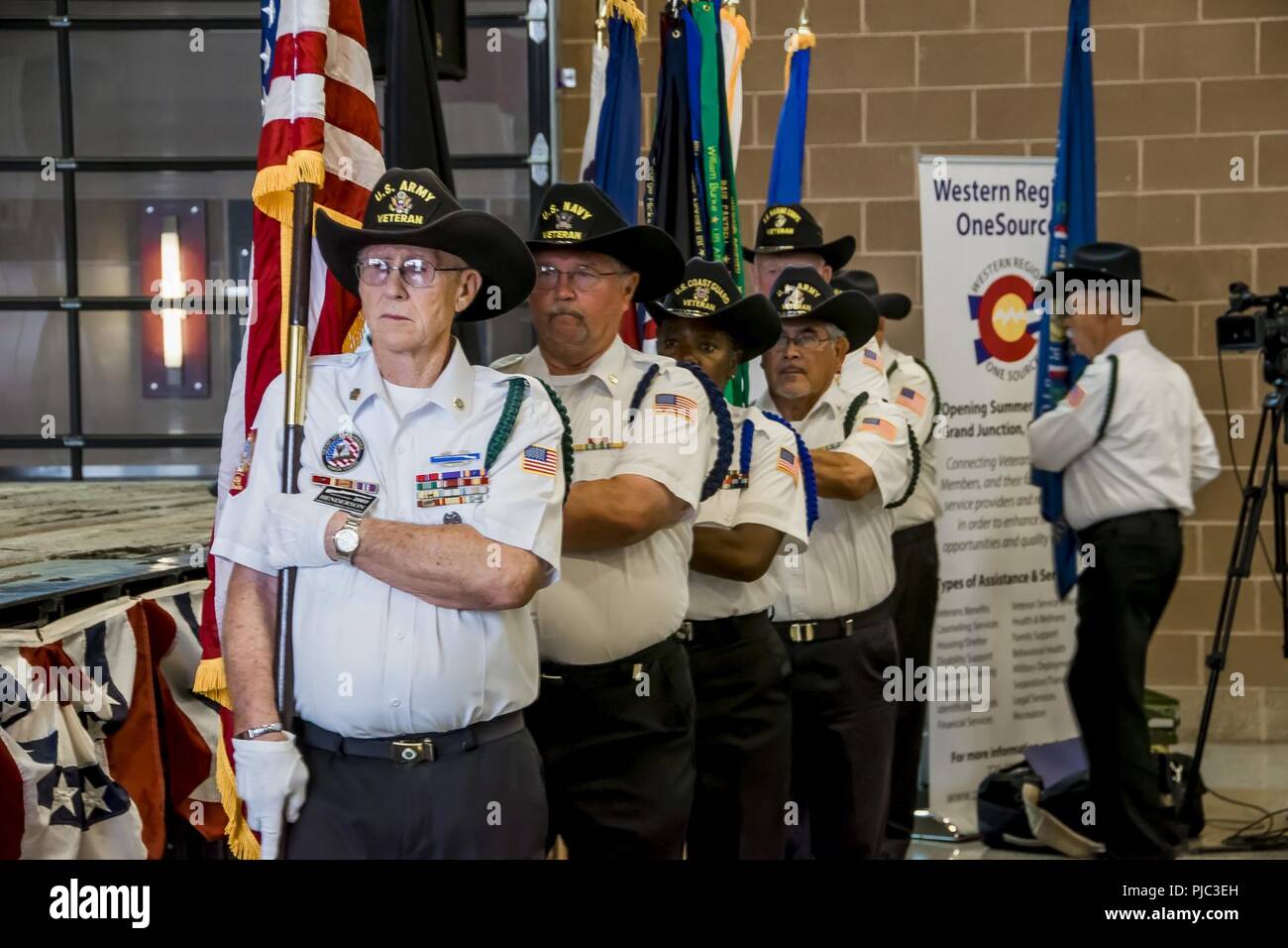 The Grand Valley Honor Guard present the Colors for the groundbreaking ...