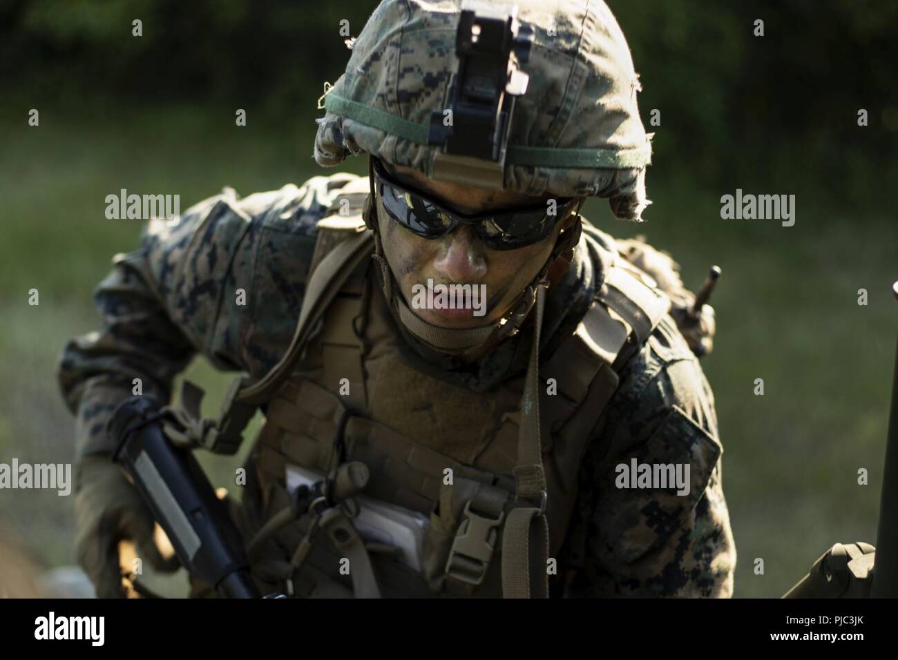 U.S. Marine Corps Pfc. Nathan Handrich, an automatic rifleman with ...