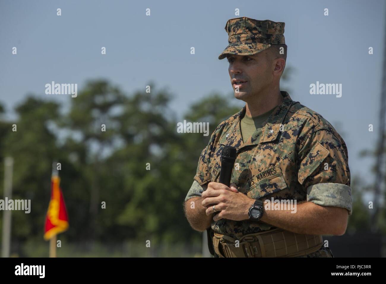 U.S. Marine Corps Lt. Col. Robert McLellan, the oncoming commanding ...