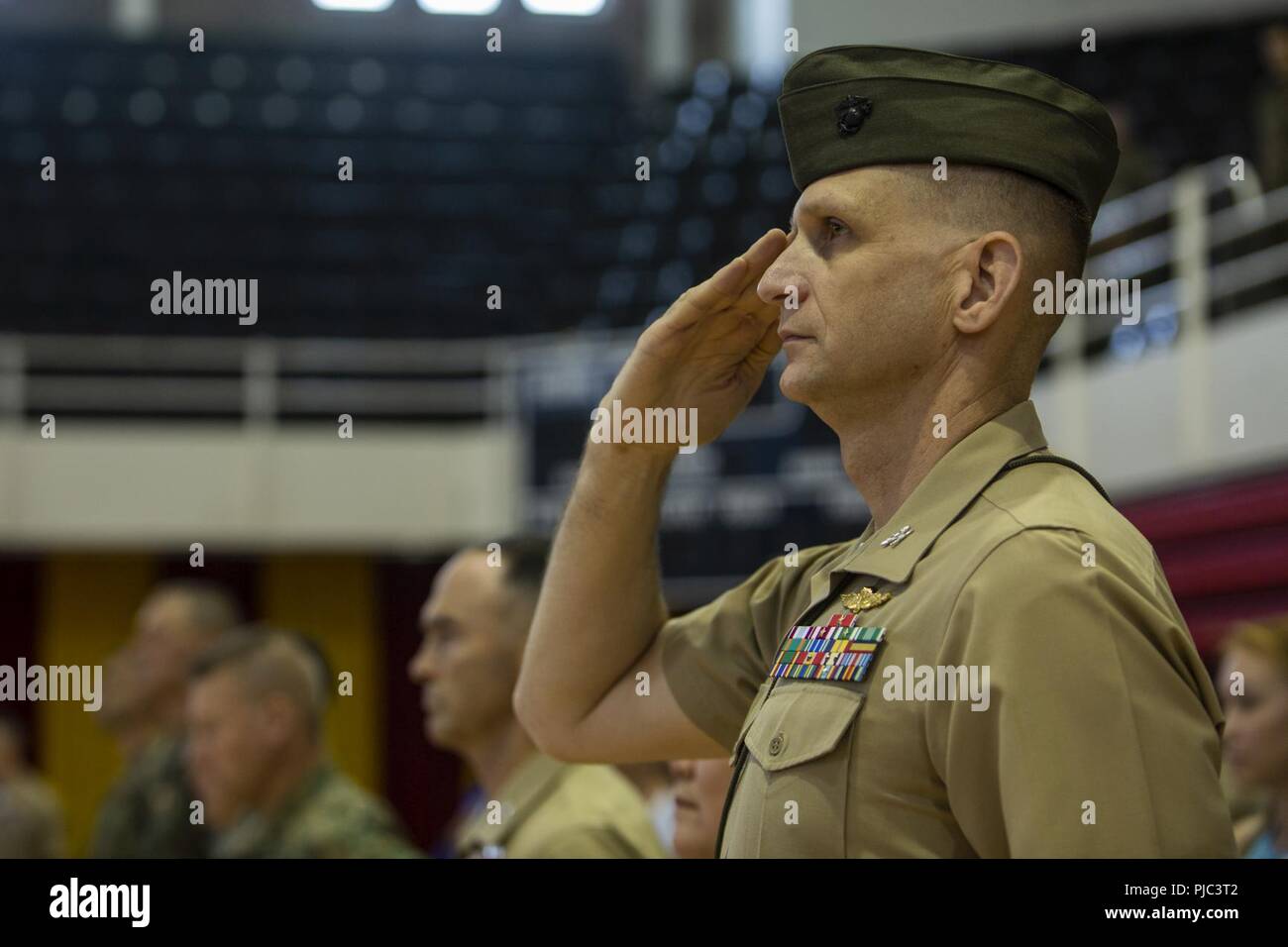 U.S. Marine Corps Col. Samuel C. Cook, the outgoing commanding officer of Headquarters Battalion ...