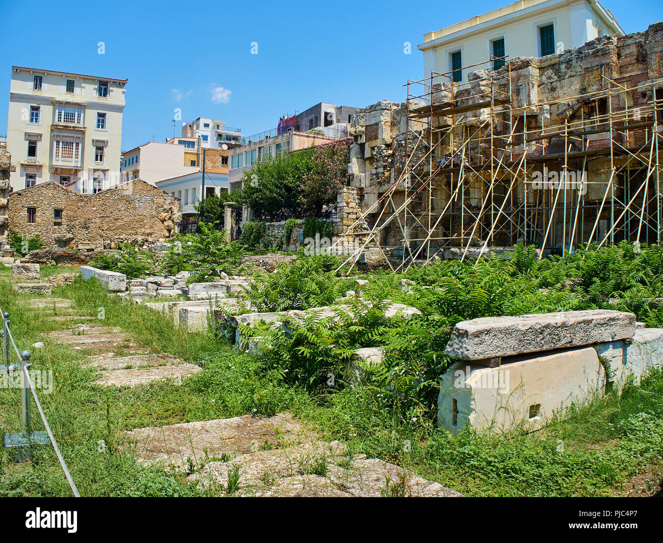 East side of Hadrian's Library in Athens, Attica region, Greece Stock ...