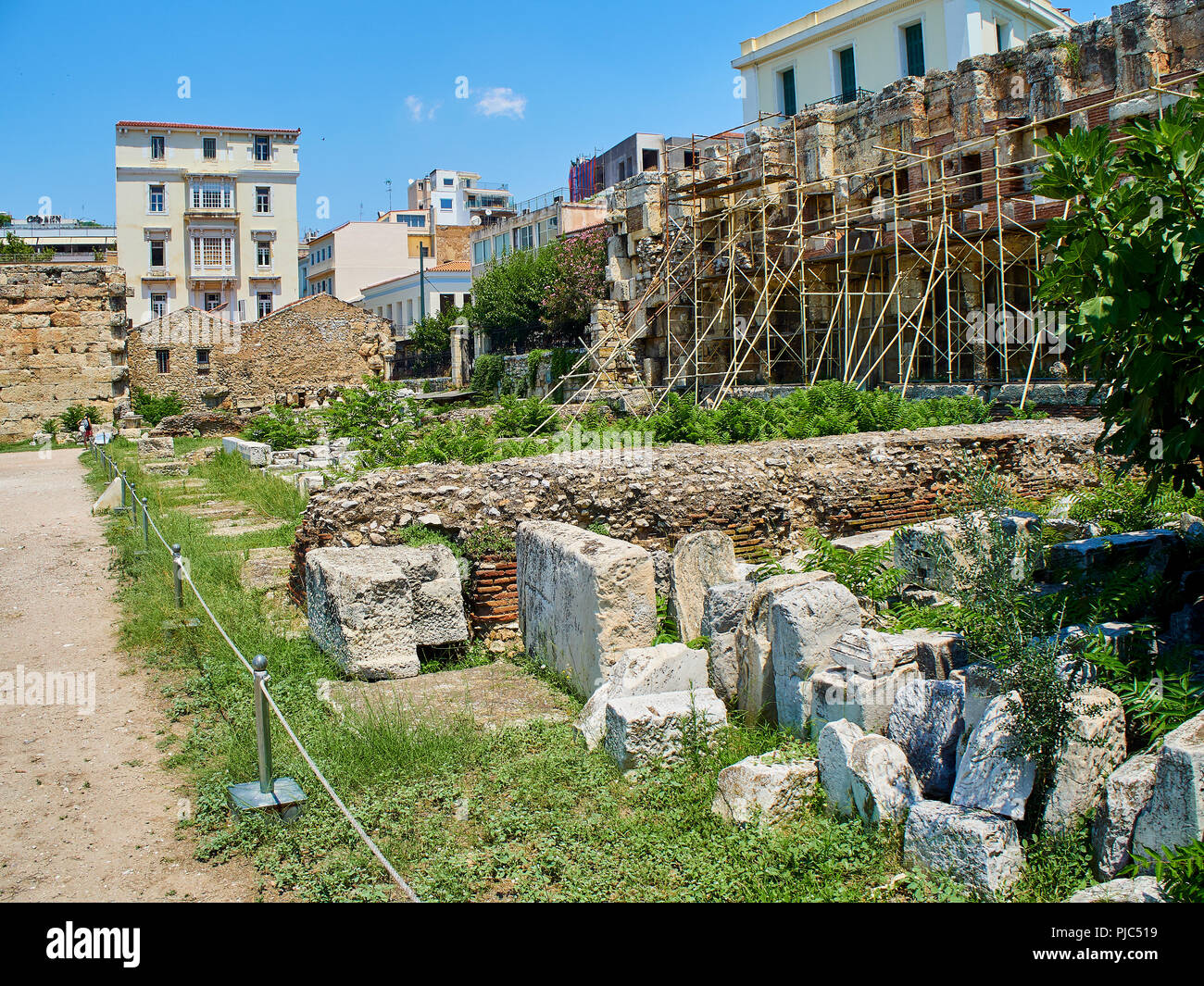 East side of Hadrian's Library in Athens, Attica region, Greece Stock ...