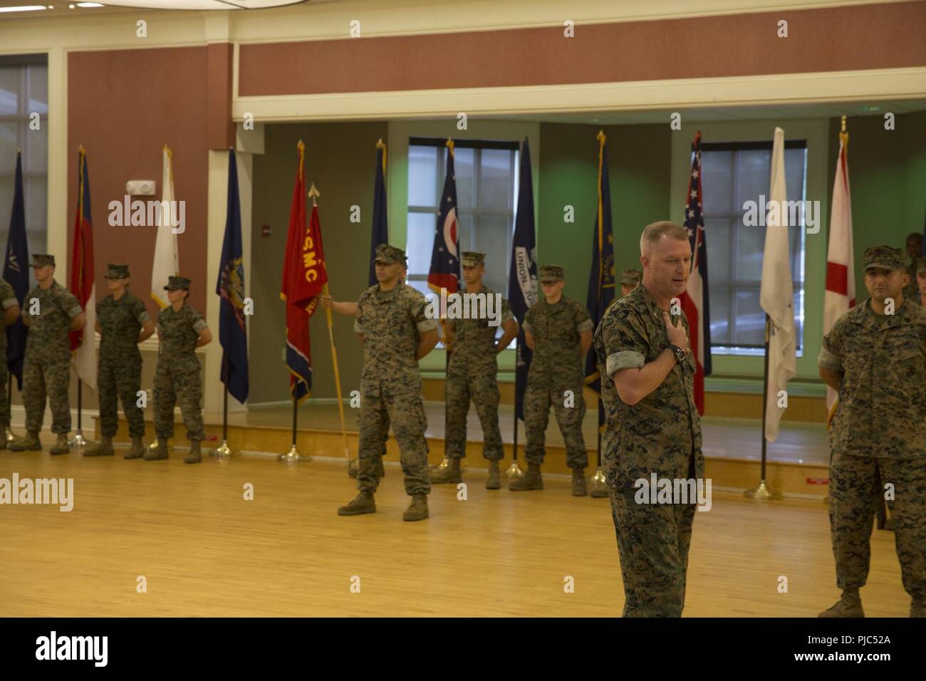 Col. Rideout gives a speech during a retirement ceremony for Capt ...