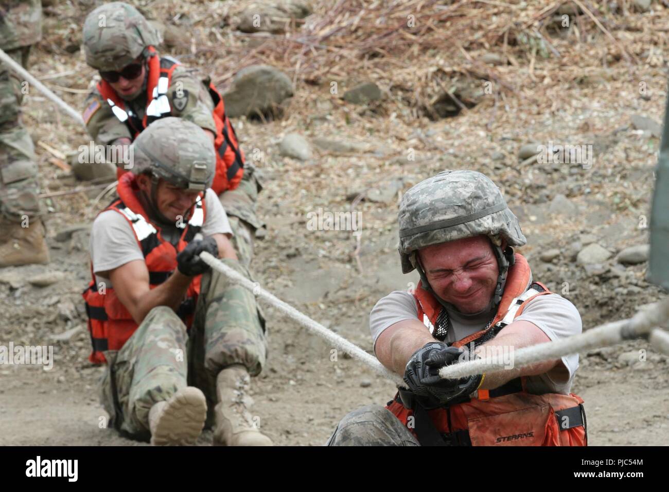 U.S. Army engineers Sgt. Ellie Ogsbury, Spc. Bryce F. Jones and Spc ...