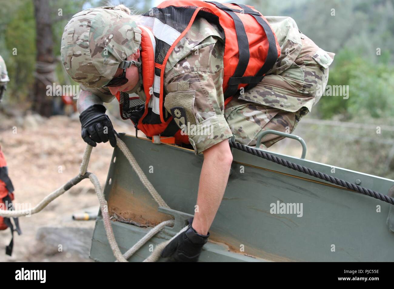 U.S. Army Sgt. Ellie Ogsbury of the 132nd Multirole Bridge Company ...