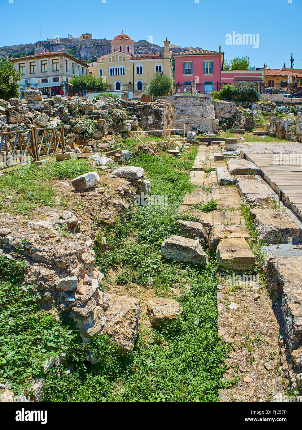 East side of Hadrian's Library in Athens, Attica region, Greece Stock ...