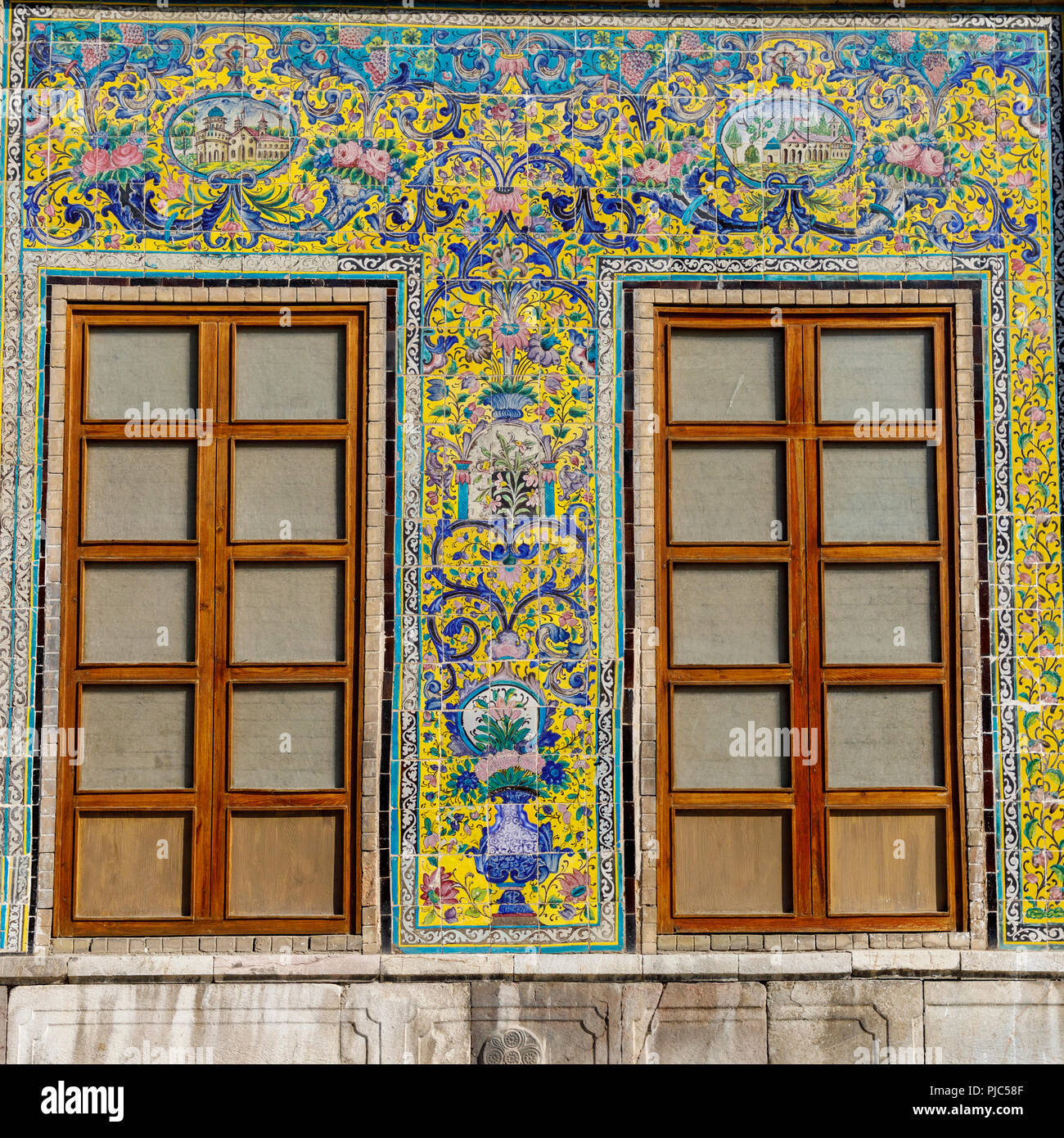 Islamic Republic of Iran. Tehran. Persian mosaic tile work. Golestan ...