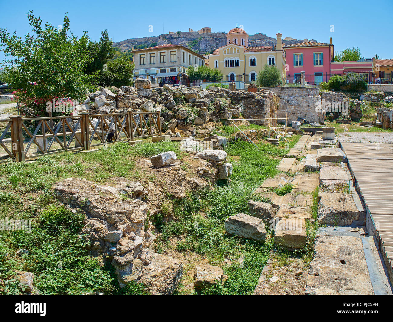 East side of Hadrian's Library in Athens, Attica region, Greece Stock ...