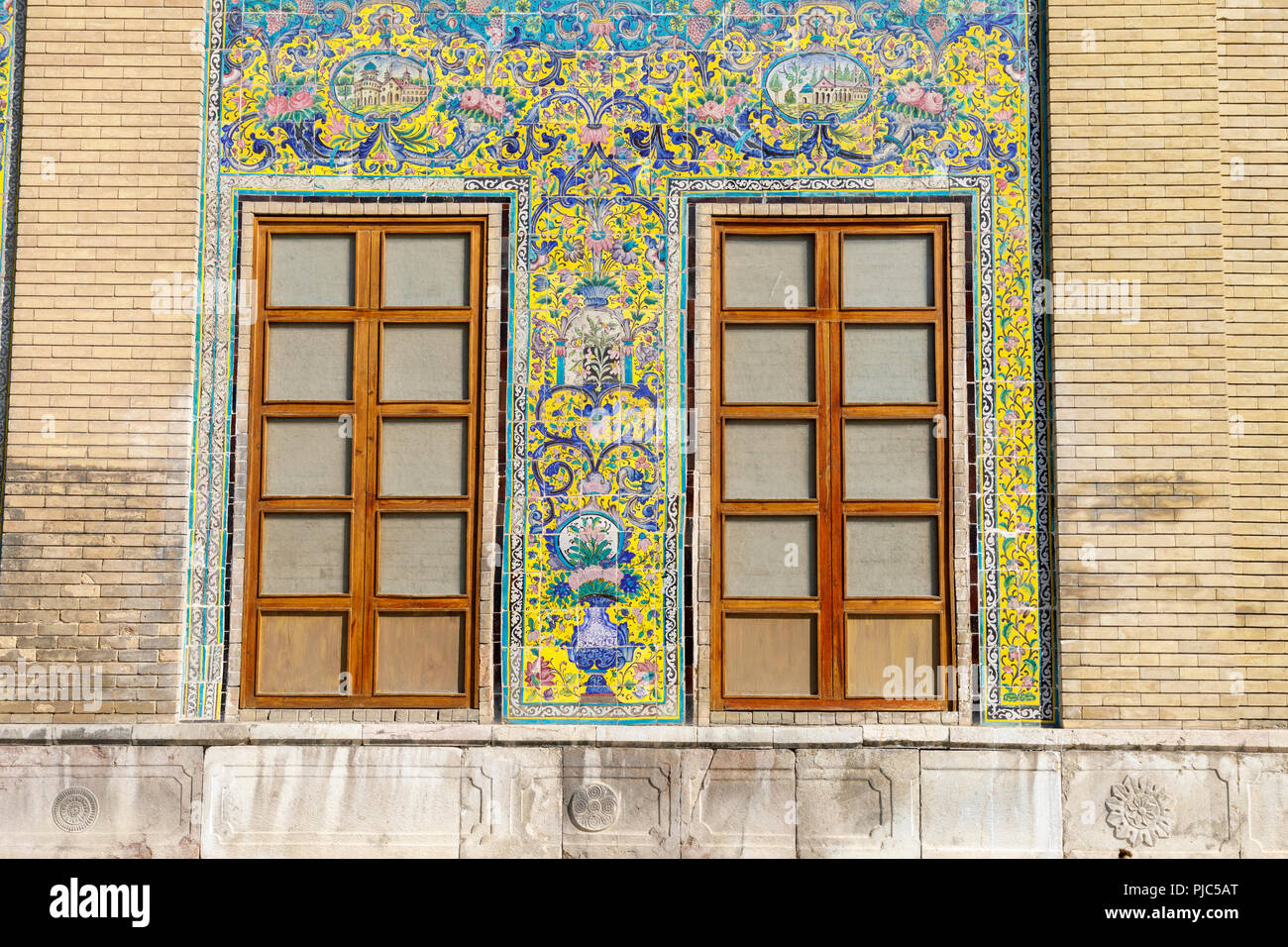 Islamic Republic of Iran. Tehran. Persian mosaic tile work. Golestan ...