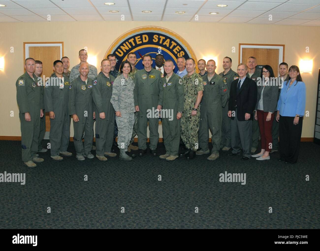 U.S. Navy Vice Adm. David Kriete (center), deputy commander of U.S ...