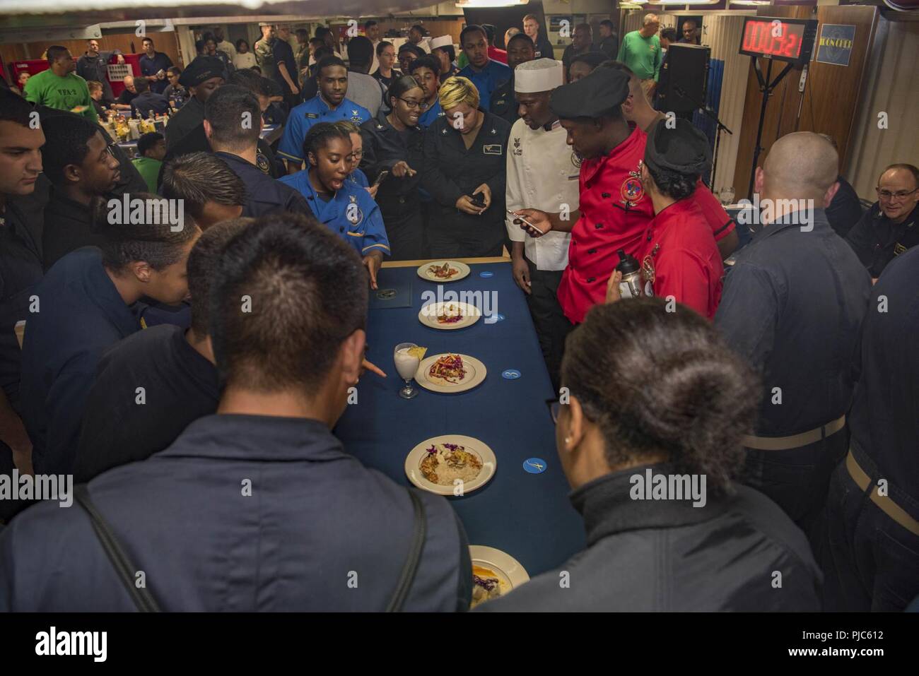 PACIFIC OCEAN (July 14, 2018) Sailors critique dishes prepared for a ...