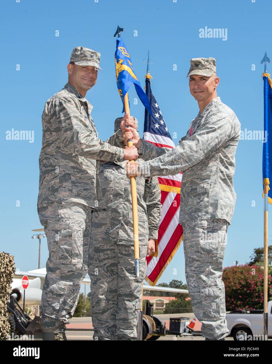U.S. Air Force Col. Lance Clark, right, 60th Mission Support Group ...