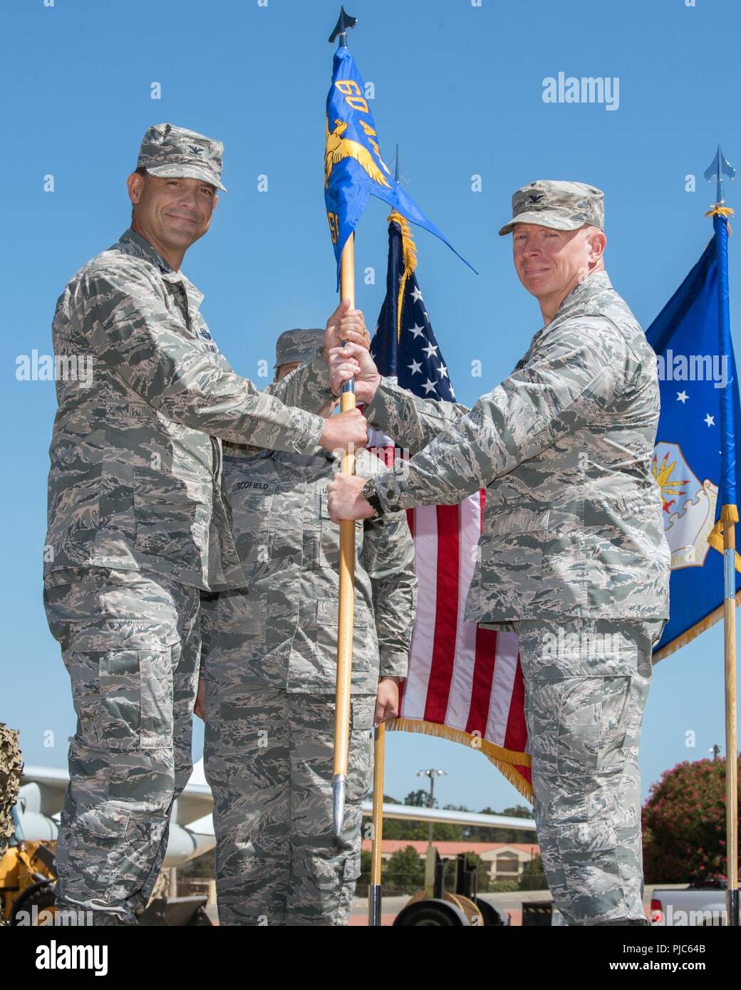U.S. Air Force Col. Victor Beeler, right, 60th Mission Support Group ...